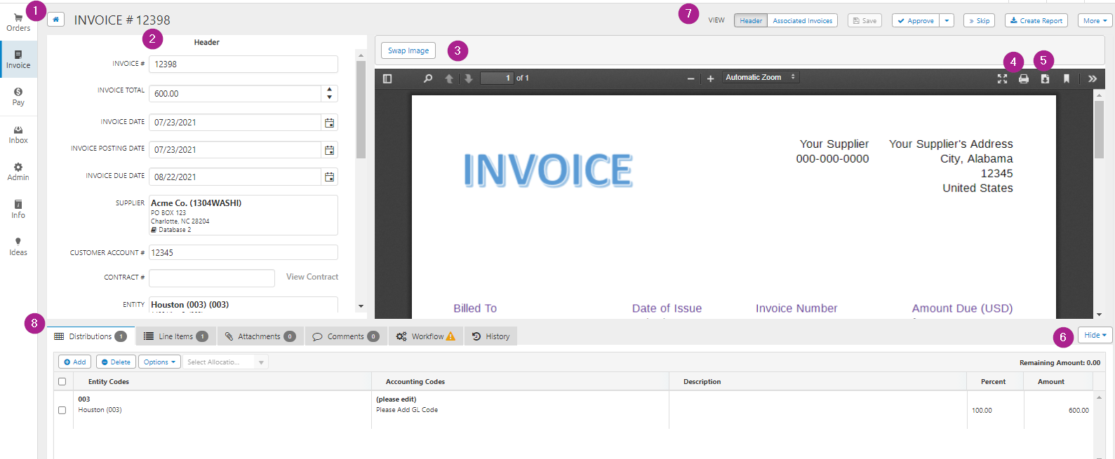 AvidInvoice: Invoice Detail View