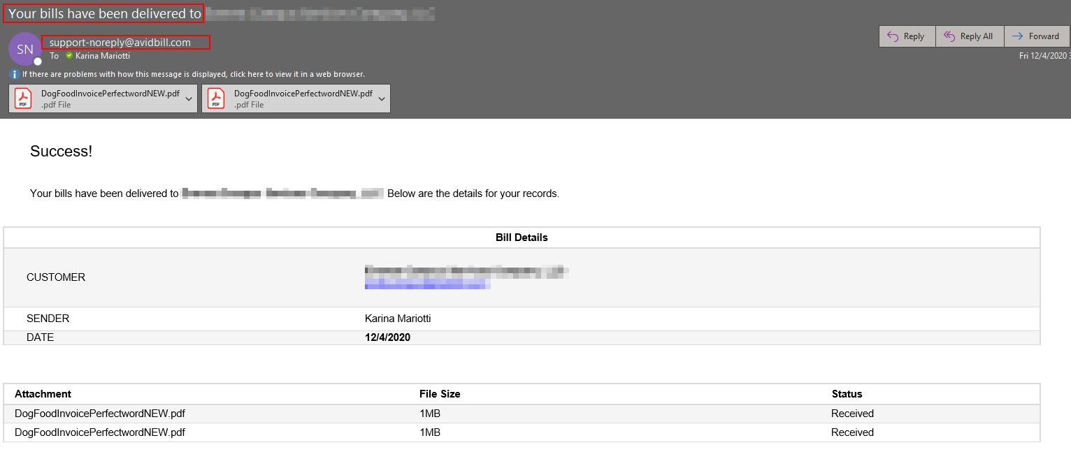 AvidInvoice: Invoice Submission Receipts