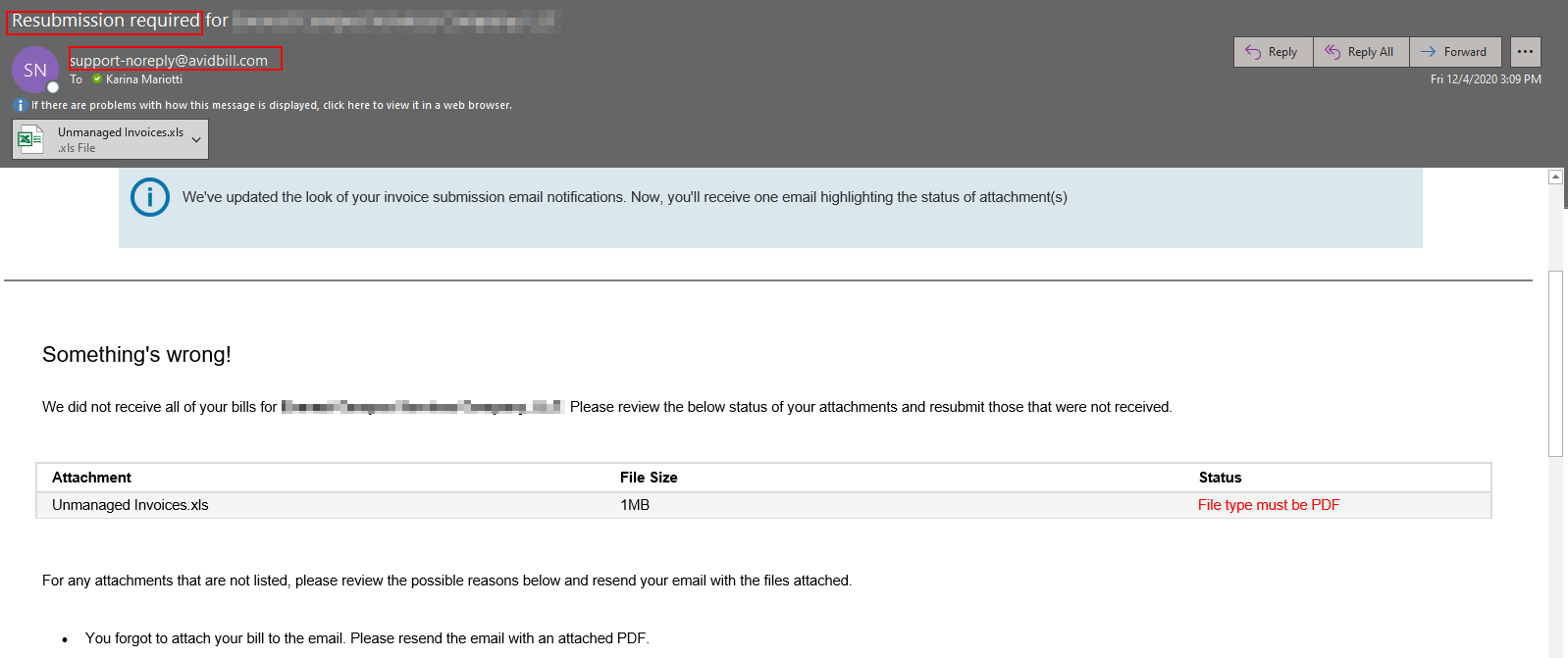 AvidInvoice: Invoice Submission Receipts