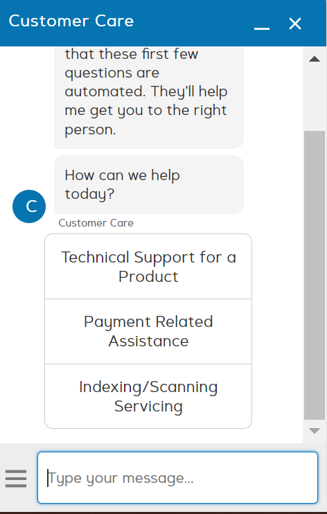 How do I chat with Customer Care?