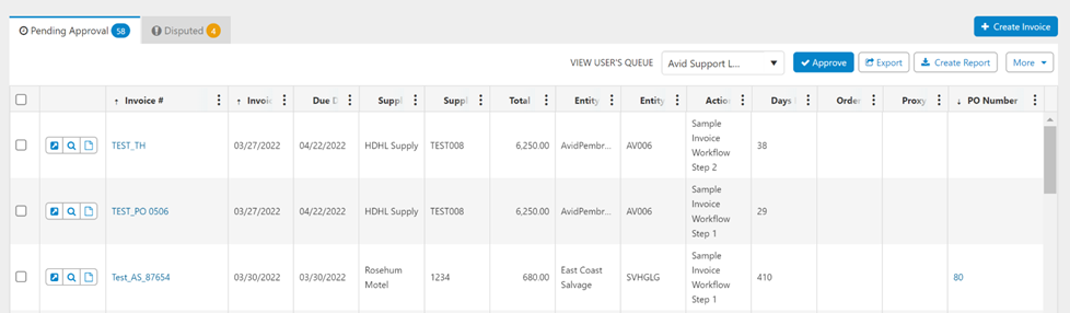 AvidInvoice: My Dashboard