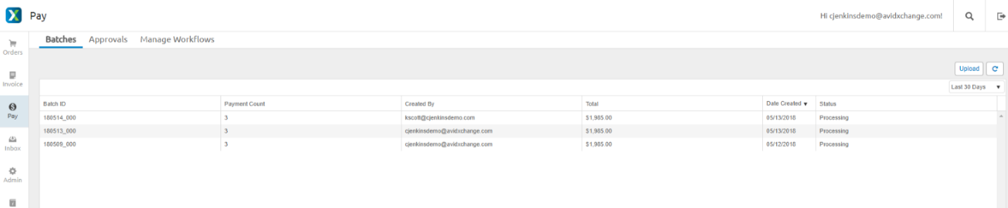 AvidPay: Batches Tab