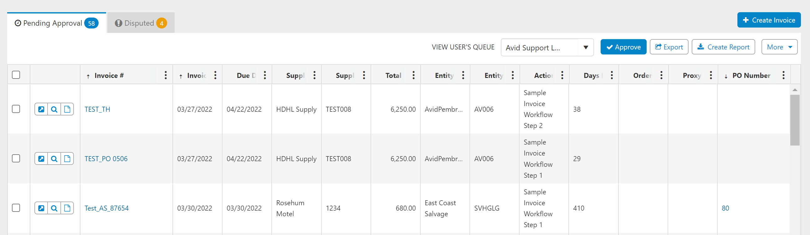 AvidInvoice: Pending Approval Queue
