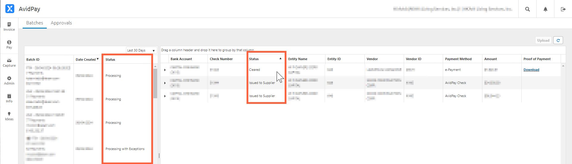 AvidPay: View Payment Status