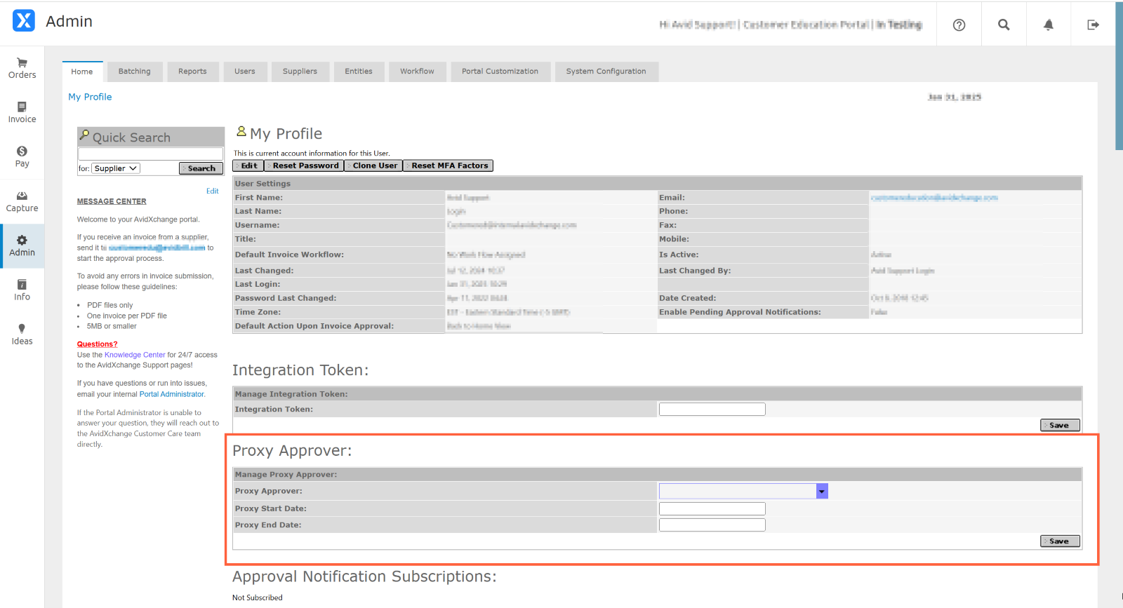 AvidInvoice: Assign a Proxy Approver